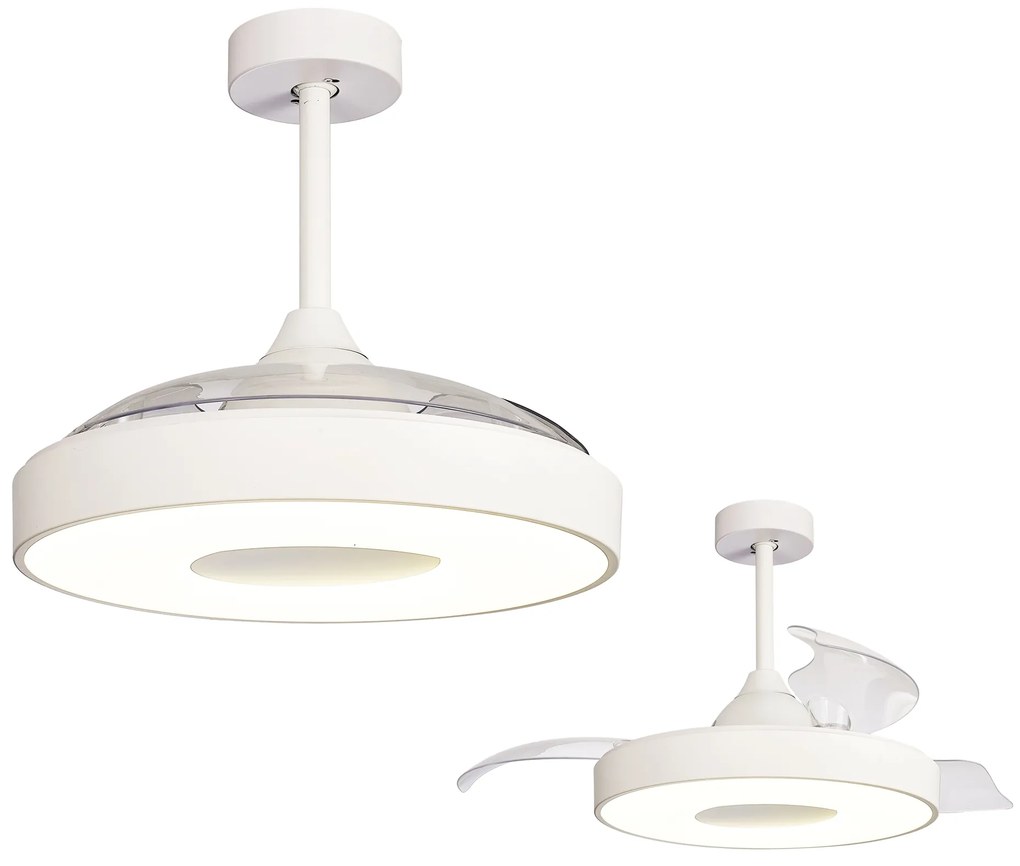 Mantra 8216 Coin, rozvinovací ventilátor se svítidlem a dálk. ovladačem, LED 60W 2700-5000K, bílá, průměr 50/106cm