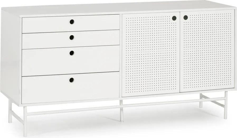 Bílá komoda Teulat Punto, šířka 150 cm