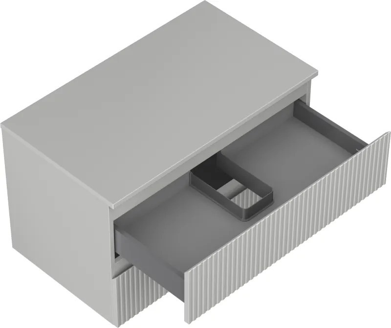 Mexen Rivel, koupelnová skříňka 80 cm s pracovní deskou, 2 zásuvky, drážkovaná, matná šedá, 91A20-08047-2-BFFC62