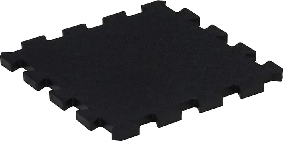 Gumové podlahové dlaždice 16 ks černé 16 mm 30 x 30 cm 155671