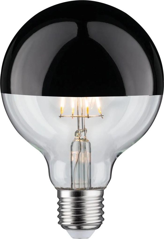 Paulmann 28547 LED žárovka s leskle černým vrchlíkem, 5W LED 2700K E27 stmívatelná, výška 14,2cm