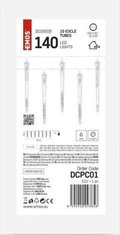 LED vánoční girlanda EMOS DCPC01 ZY2004 10x rampouch 3,6m 230V studená bílá