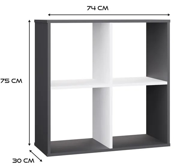FALCO Regál Manja 2x2 Odstín: Antracit/bílá