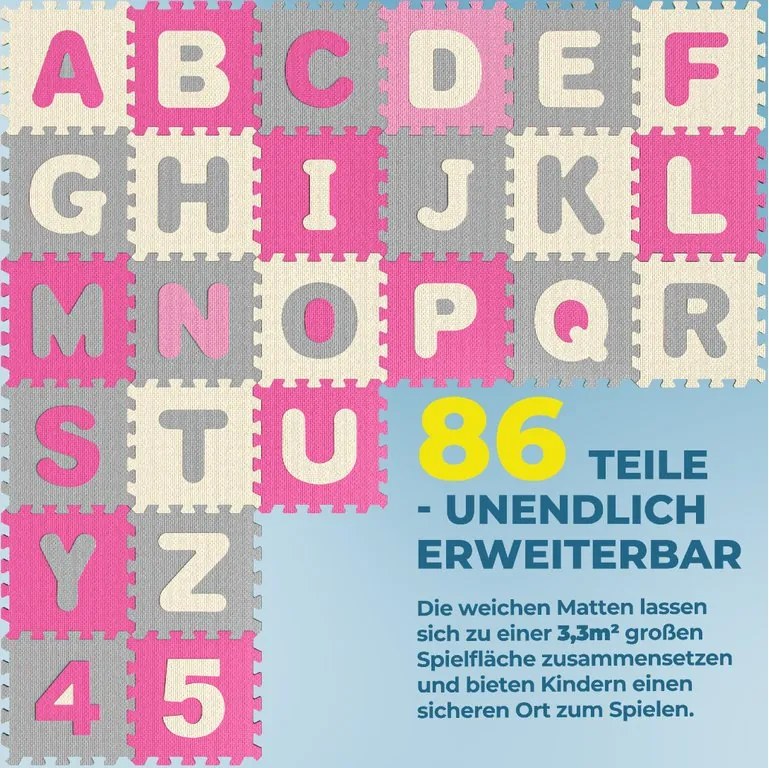 Puzzle podložka 86dílný růžová
