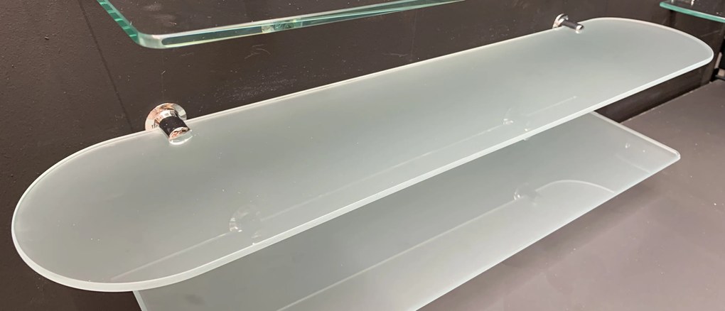 Amirro Polička doplněk doplňky nábytek SHELF GLASS - 59 x 12 cm z mléčného skla oválná včetně úchytů 100-173