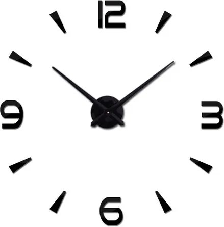KIK Designové 3D nalepovací hodiny 80-120cm, černé, KX7847