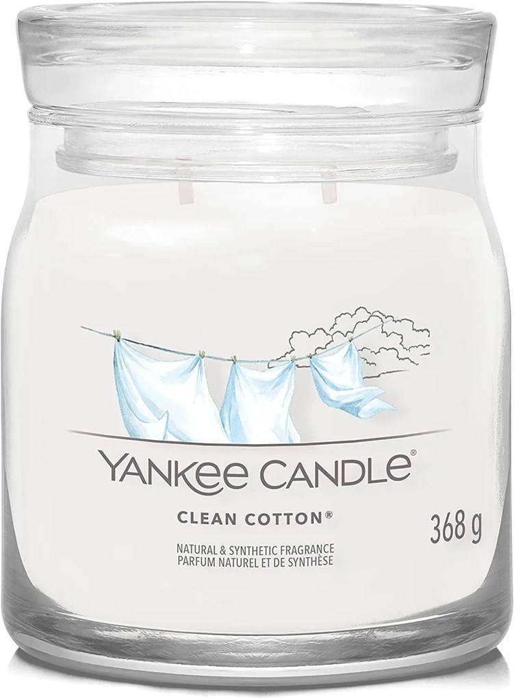 Yankee Candle vonná svíčka Signature ve skle střední Clean Cotton 368g