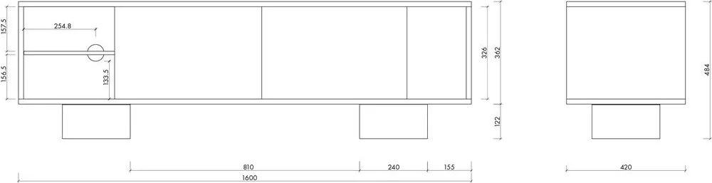 Černý TV stolek 160x48x42 cm Taro – noo.ma