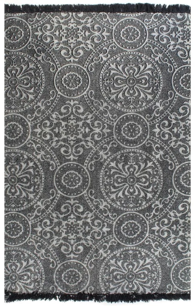 246553 vidaXL Koberec Kilim se vzorem bavlněný 120 x 180 cm šedý