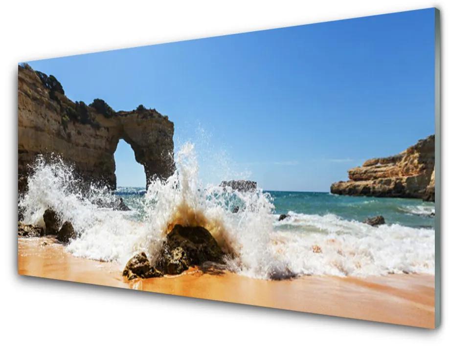 Obraz na skle Pláž Moře Vlny Krajina 125x50 cm
