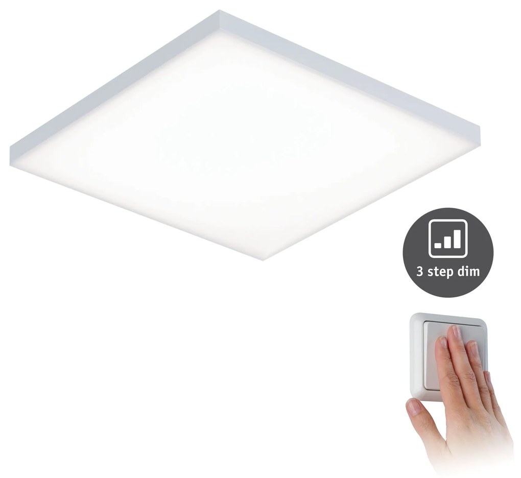 Paulmann 79821 Velora, subtilní stropní LED panel bez rámečku, 16,8W LED 3000K tříkrokové stmívání, 30x30cm