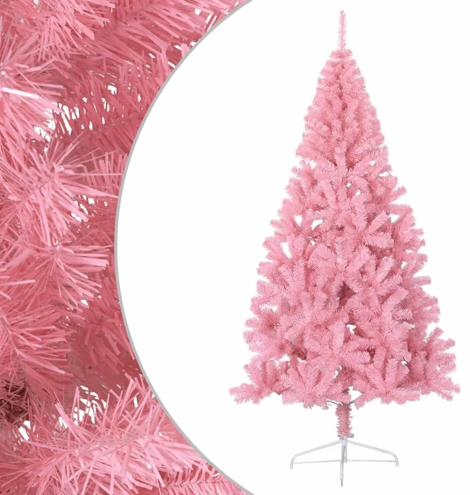 344674 vidaXL Umělý poloviční vánoční stromek se stojanem růžový 240 cm PVC