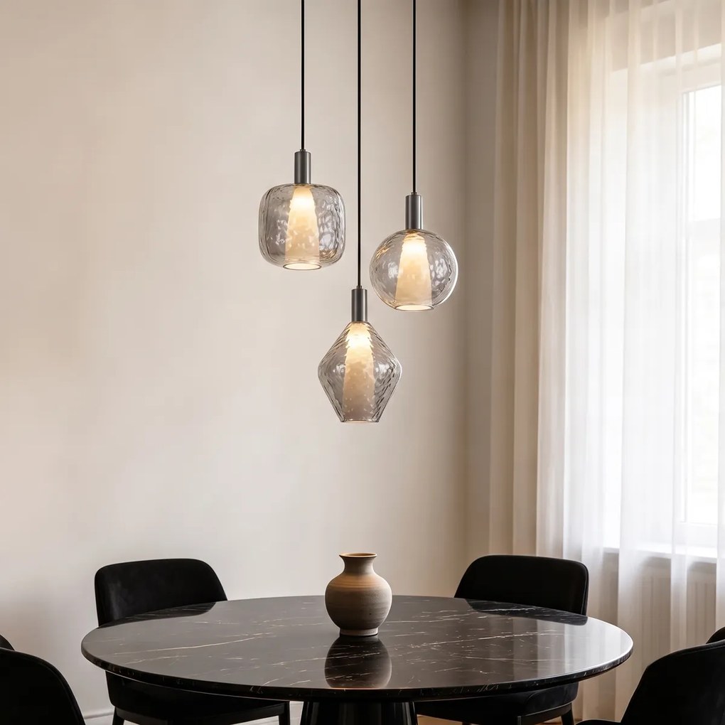 Designové závěsné svítidlo kovově šedé se 3 světly - Ard