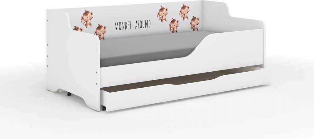 Wooden Toys Dětská postel LILU 160x80 OPICE SAFARI – opěradlo