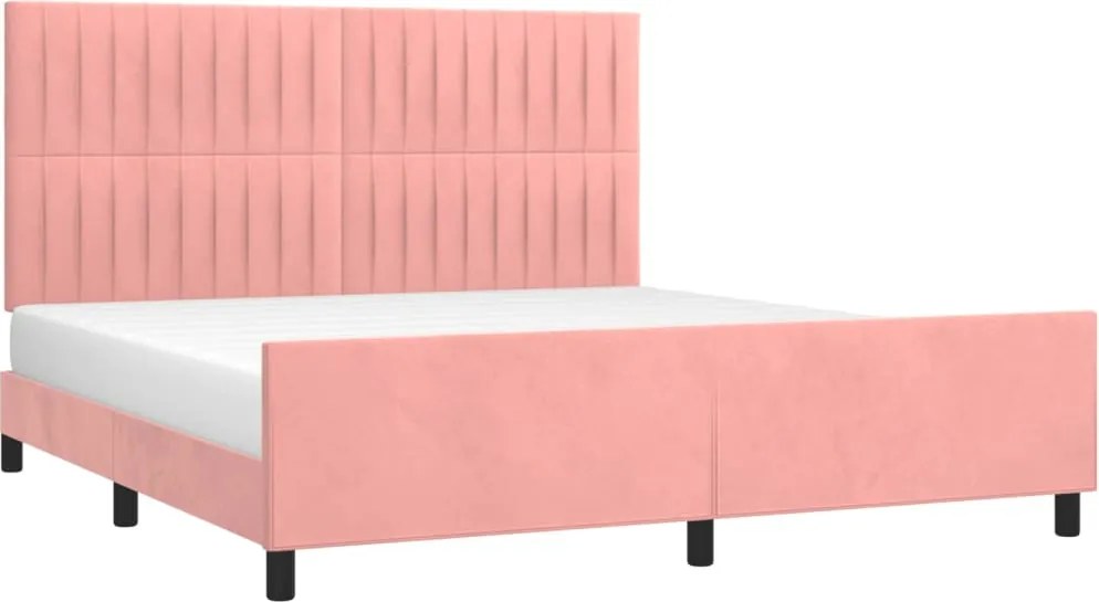 Rám postele s čelem růžový 180x200 cm samet 3125896