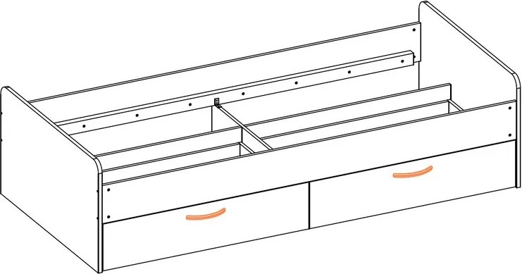 Postel se zásuvkami Canaria 90x200 cm, šedý beton/bílá