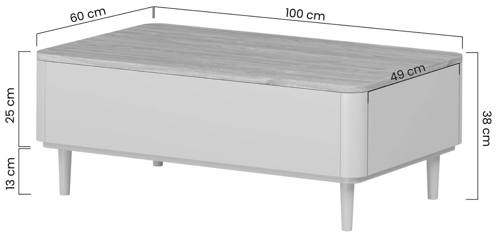Konferenční stolek Elivo 100 cm na nožkách - eukalyptus / dub baltic dune