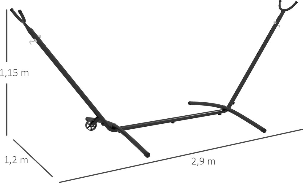 Houpací síť Outsunny s kolečky, nastavitelnými háky, taškou na přenášení, nosnost až 220 kg, robustní ocel pro zahradu a terasu |