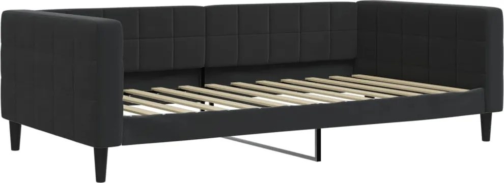 Válenda s přistýlkou a zásuvkami černá 100 x 200 cm samet 3196750