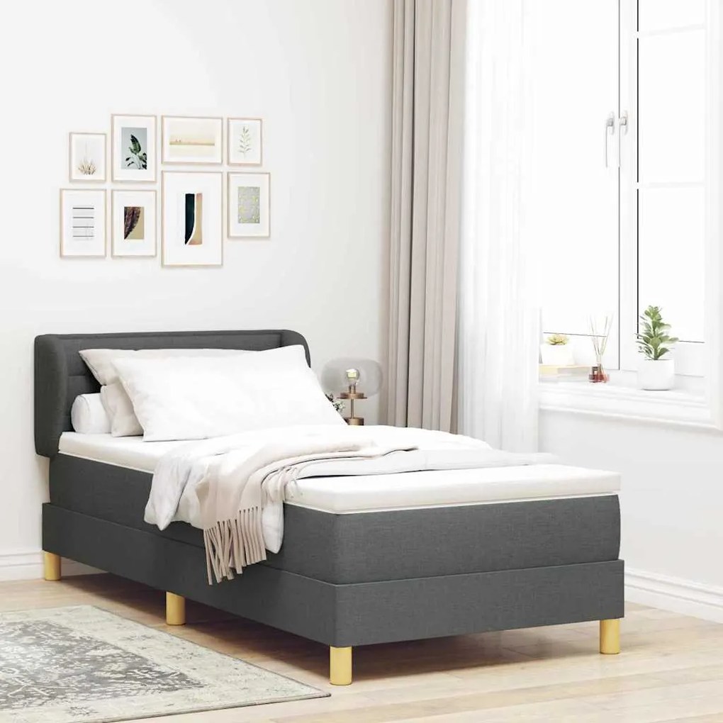 Postel s boxspringem s matrací Tmavě šedá 80 x 200 cm textil 3340116