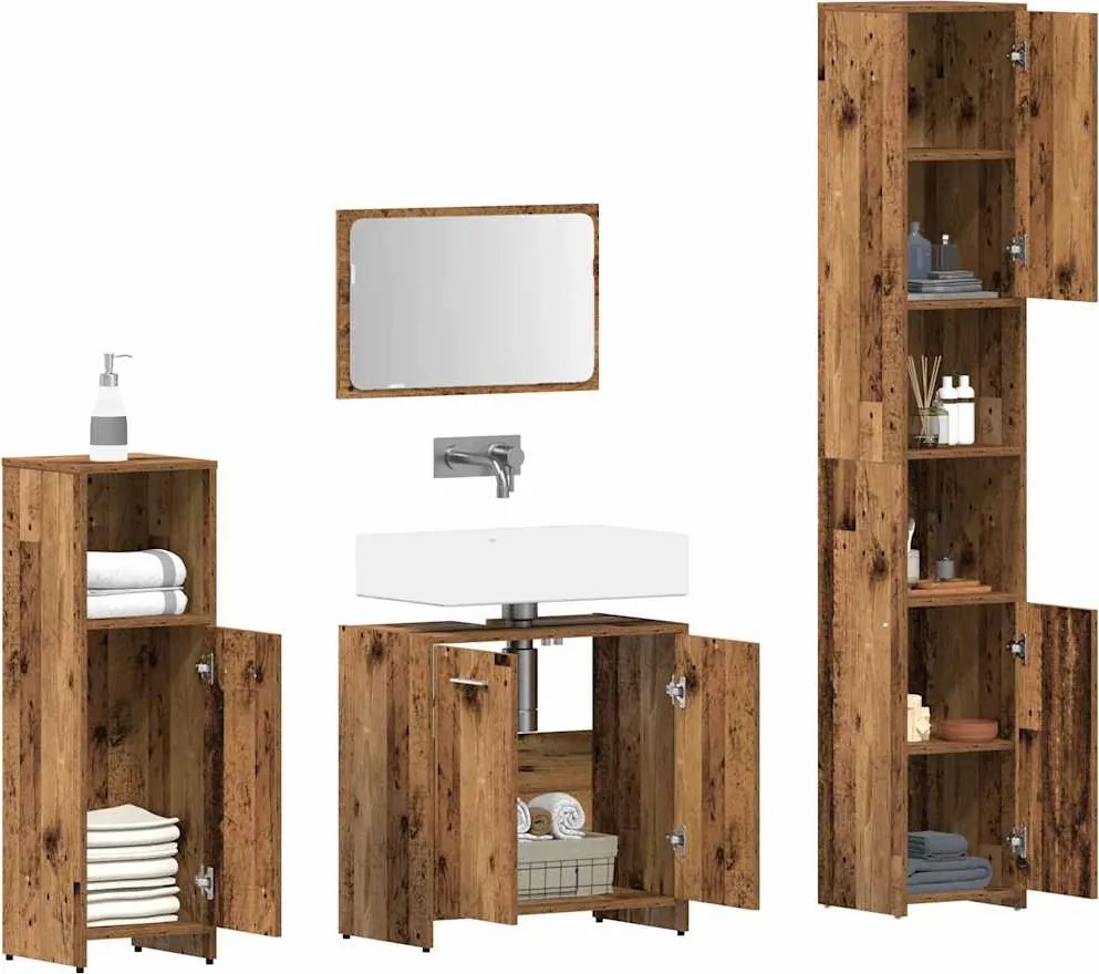 4dílná koupelnová sestava old wood kompozitní dřevo 3328553