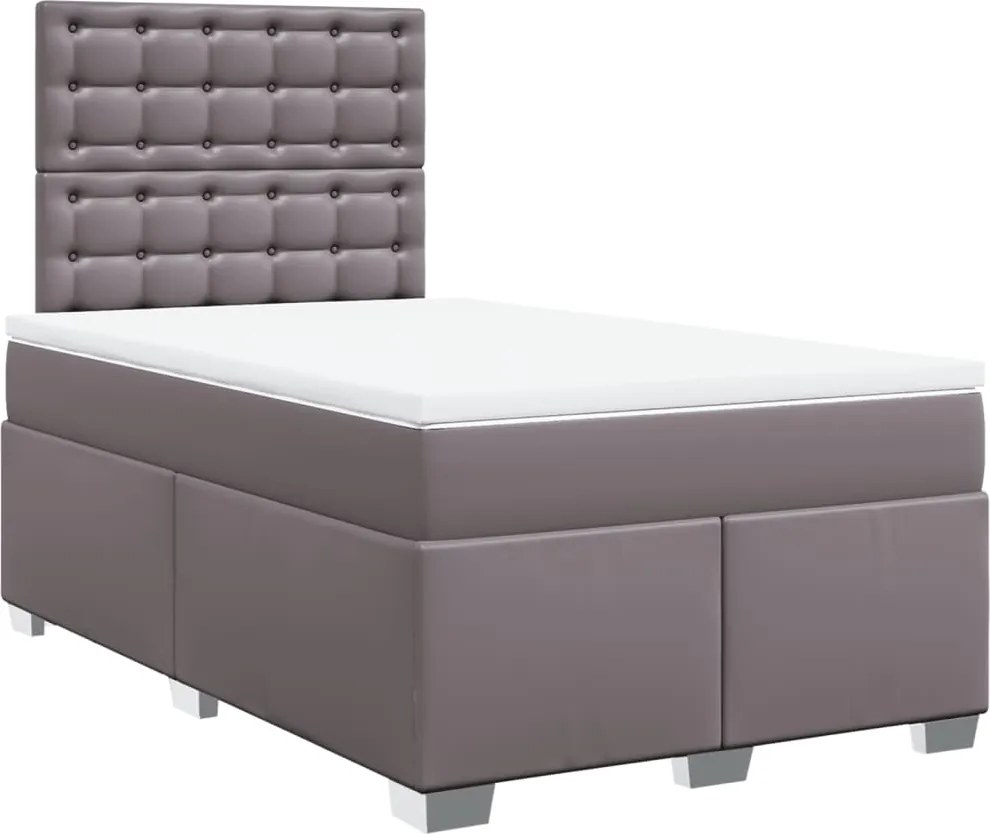 Box spring postel s matrací šedá 120x190 cm umělá kůže 3290714