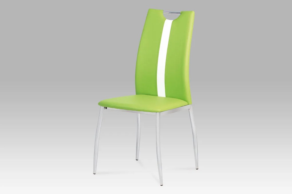 Artium Jídelní židle koženka zelená / chrom - AC-1296 LIM