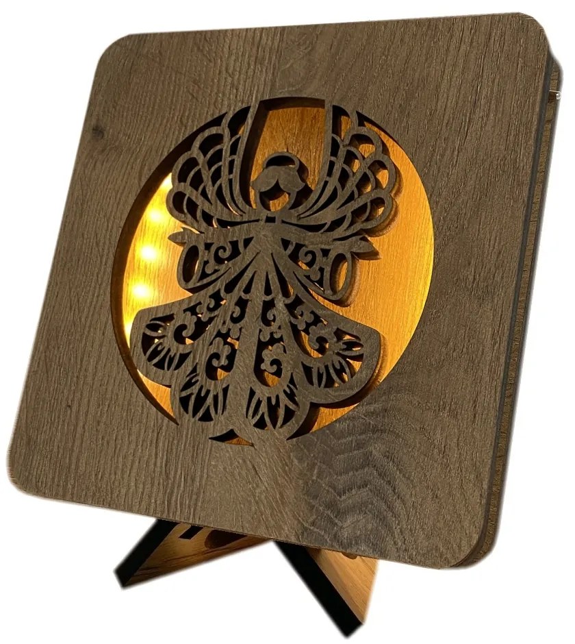 Li-Go "Anděl s krajkou" lampa 19x19cm provedení povrchu: dub světlý