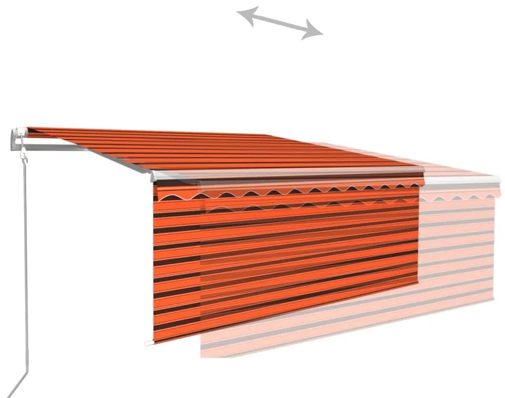 vidaXL Marketos Automatická zatahovací markýza s roletou 3x2,5 m oranžovo-hnědá