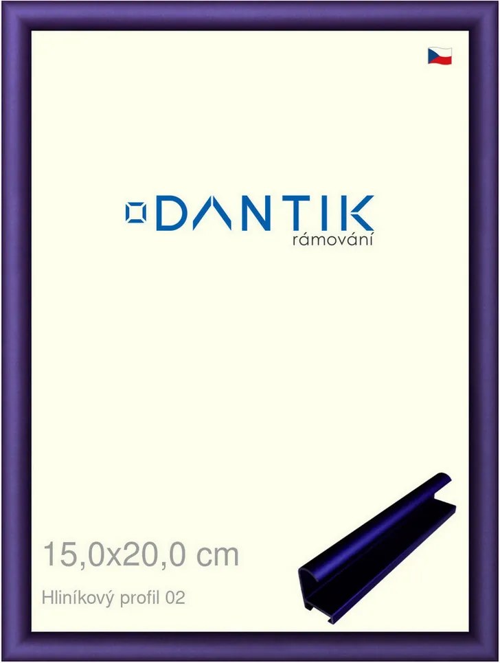 DANTIK rámeček 15x20 | ALU profil 7002 modrá Azur matná (Sklo Čiré)