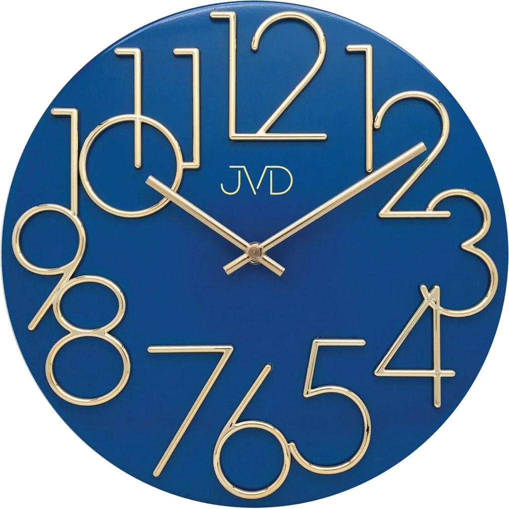 Kovové designové nástěnné modré hodiny JVD HT23.3