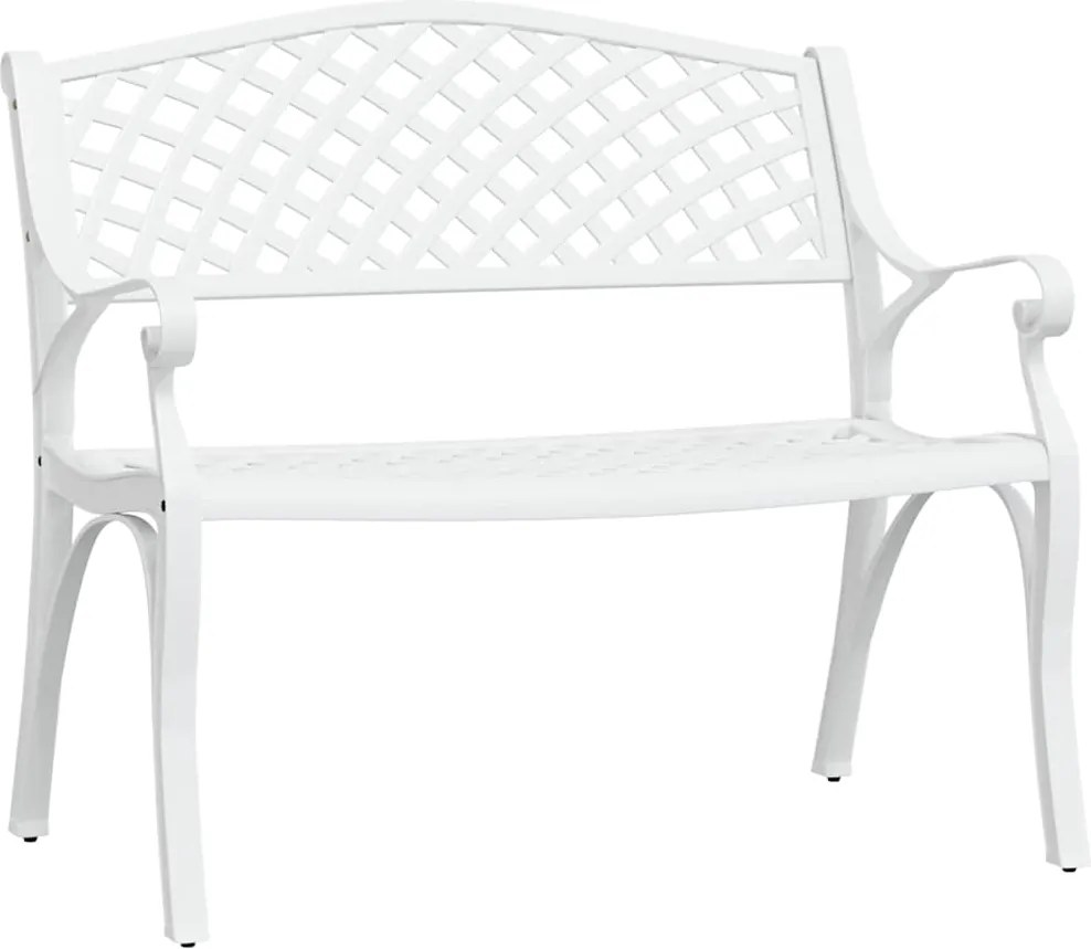 Zahradní lavice 102 cm litý hliník bílá 317746