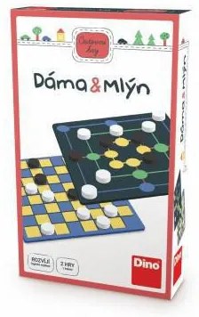 Dino Dáma a Mlýn 2v1 cestovní společenské hry v krabičce