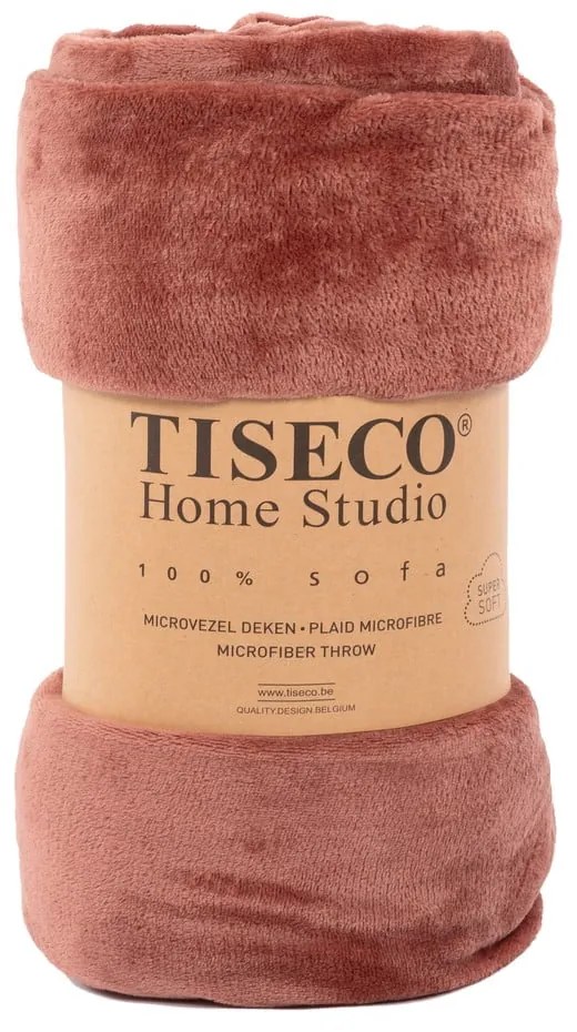 Přehoz z mikroplyše v cihlové barvě 220x240 cm Cosy – Tiseco Home Studio