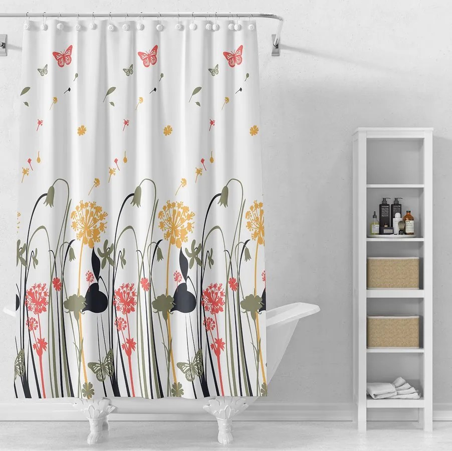 Aqualine Aqualine, Sprchový závěs 180x180cm, vinyl, bílá/modrá/černá, ZV038