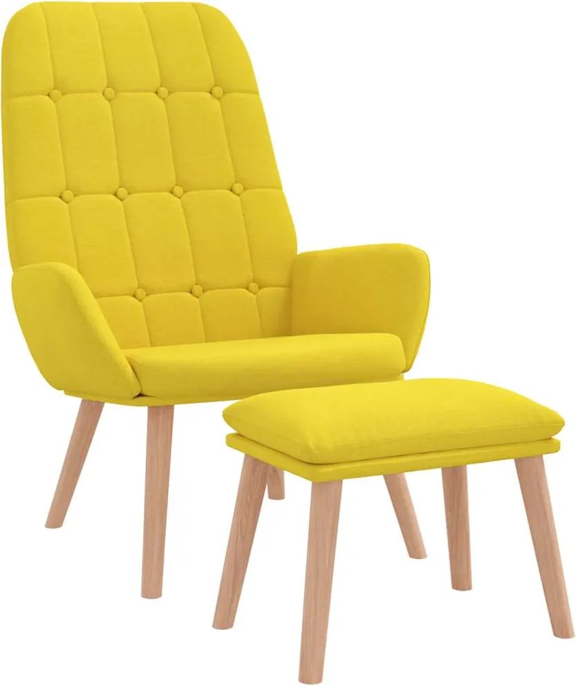 Relaxační křeslo s podnožkou světle žluté textil 3315154