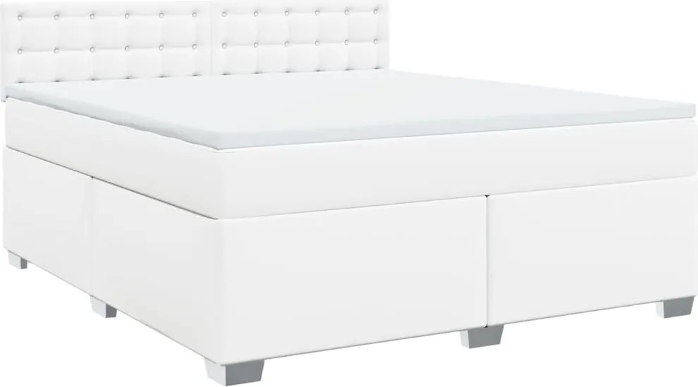 Box spring postel s matrací bílá 180x200 cm umělá kůže 3288433
