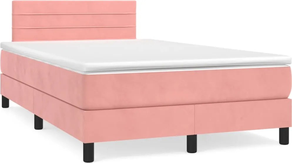 Box spring postel s matrací růžová 120 x 200 cm samet 3141358