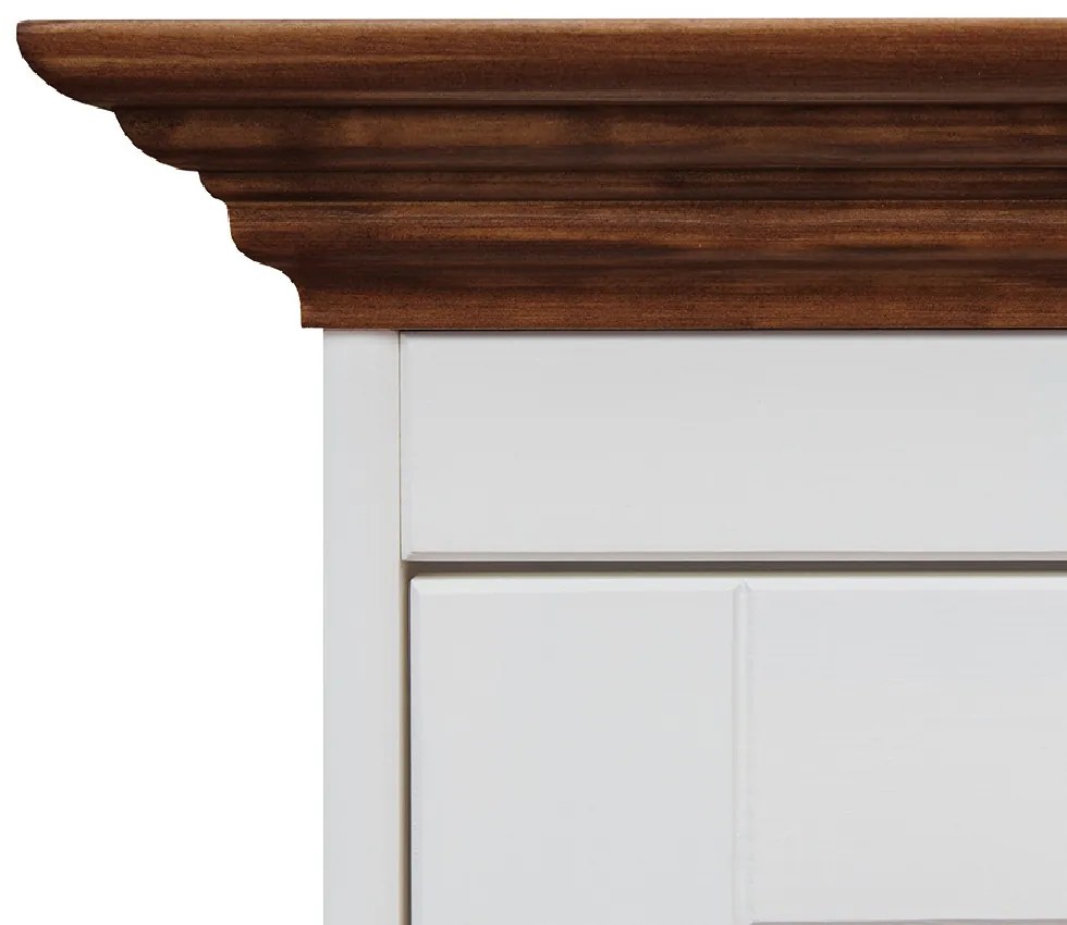 Massive home | Bílá komoda z masivu Belluno Elegante 4D3S s ořechovou deskou