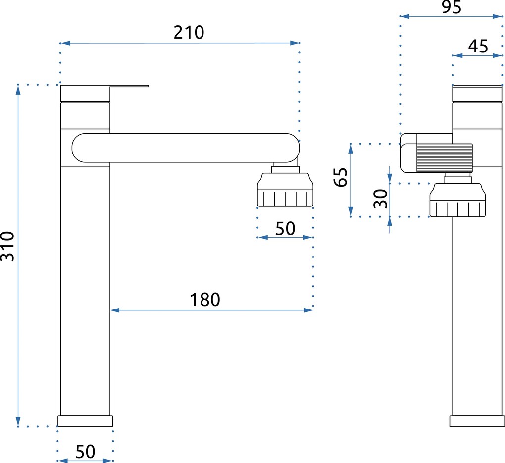 Rea Paco, vysoká umyvadlová baterie h-310, černá matná, REA-B0536