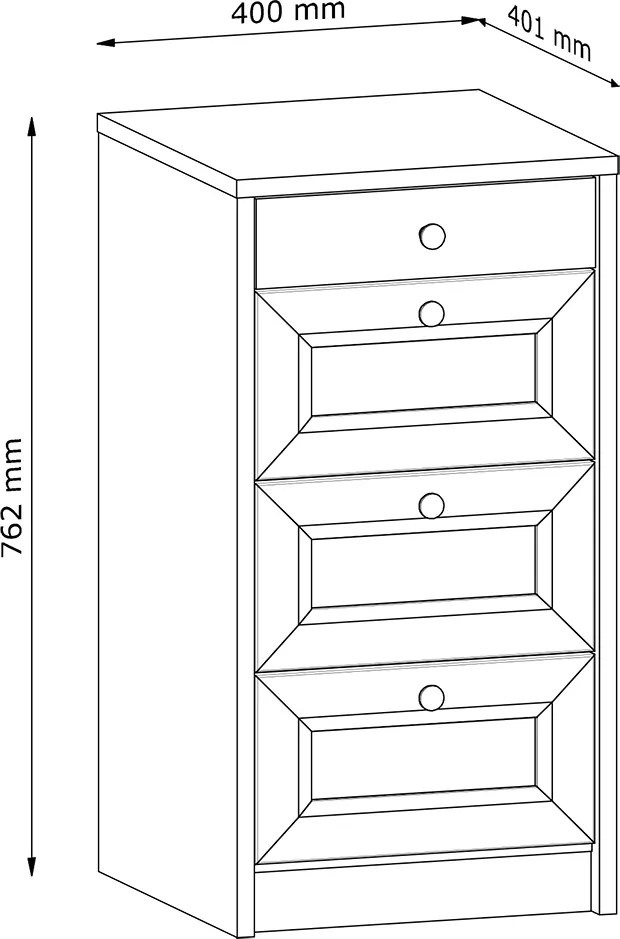 Komoda REL K4SW | 40 cm | bílá | lamino o síle 18 mm + ozdobné MDF lišty 18 mm