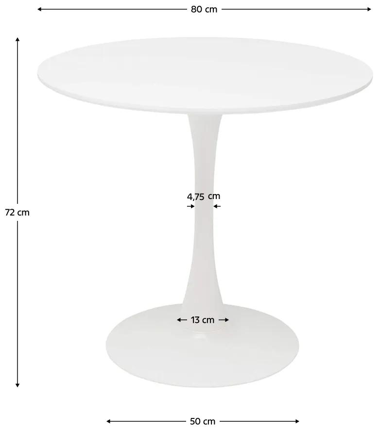 Kondela Jídelní stůl, kulatý, bílá matná, průměr 80 cm, REVENTON