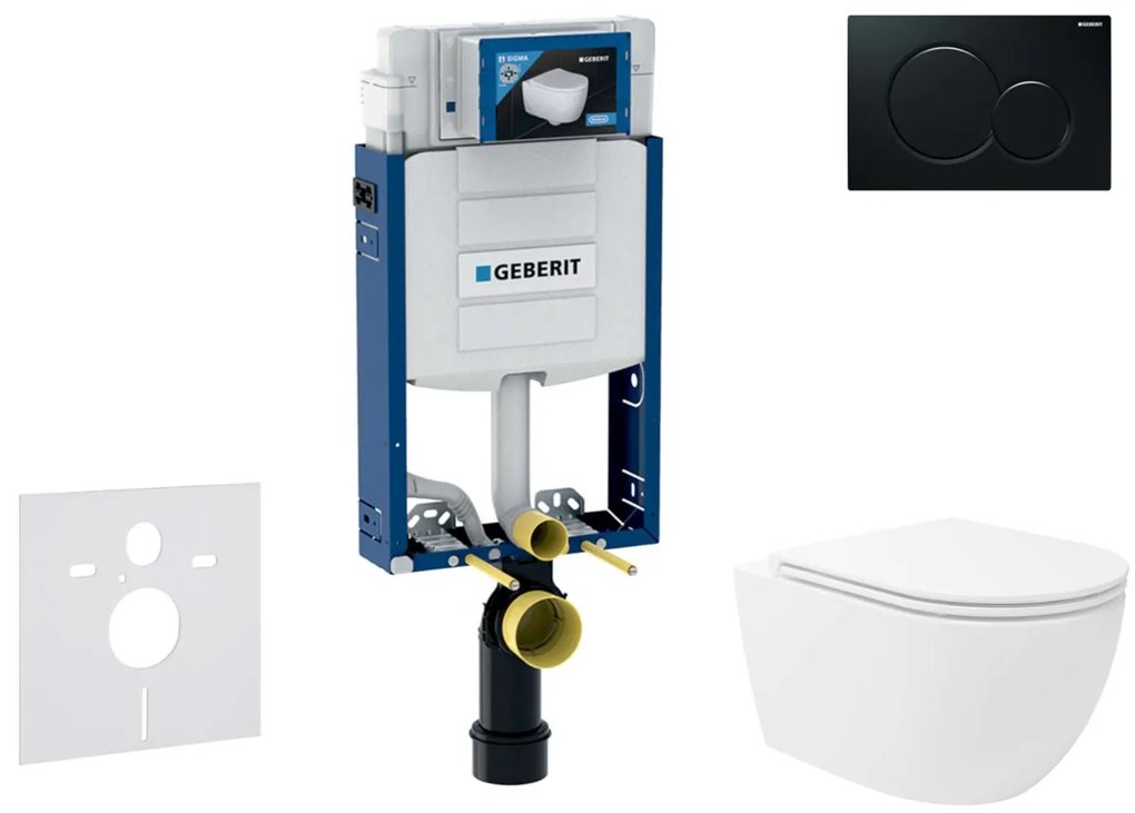 Geberit Kombifix - Set předstěnové instalace, klozetu Oudee Vortex a sedátka softclose, tlačítko Sigma01, černá SANI15CA5140