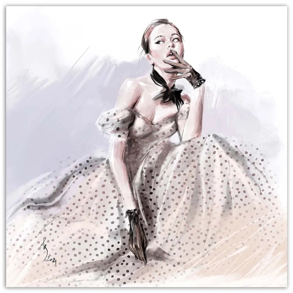 Gario Obraz na plátně Paříž Móda Žena Šaty Elegance - Irina Sadykova Rozměry: 30 x 30 cm