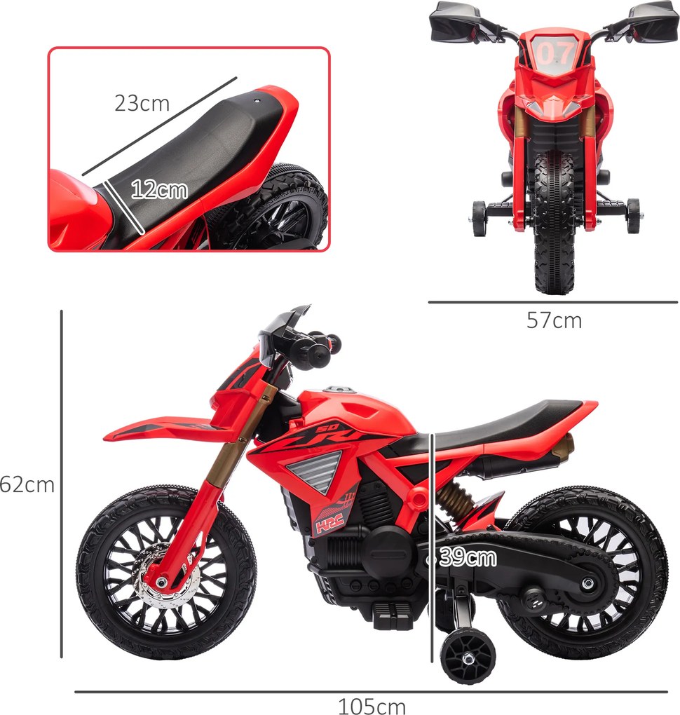 AIYAPLAY dětská elektrická motorka, 6V dětská motorka s tréninkovými koly, dětské vozidlo s klaksonem a startovacím zvukem, 3 km/h, pro děti od 3 do …