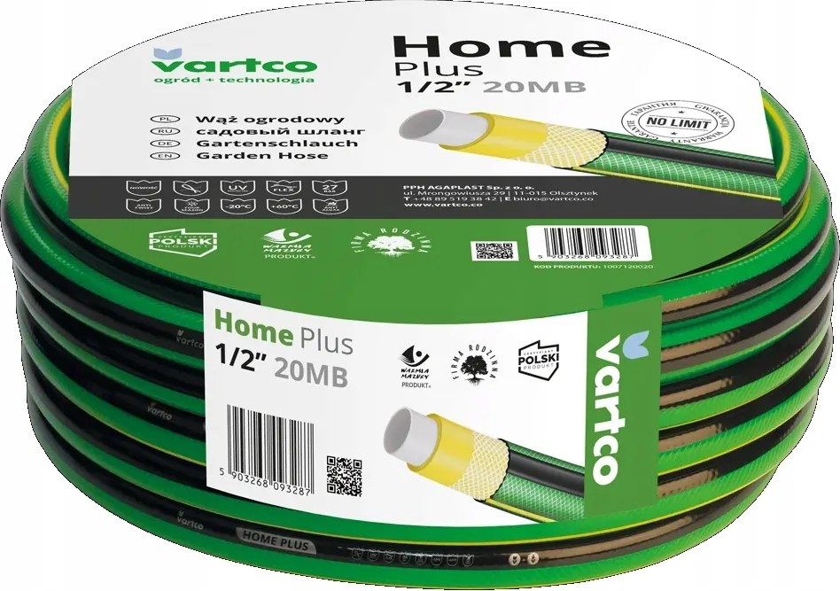 4-VRSTVÁ Zahradní Hadice 50 m 1/2" Home Plus Vartco