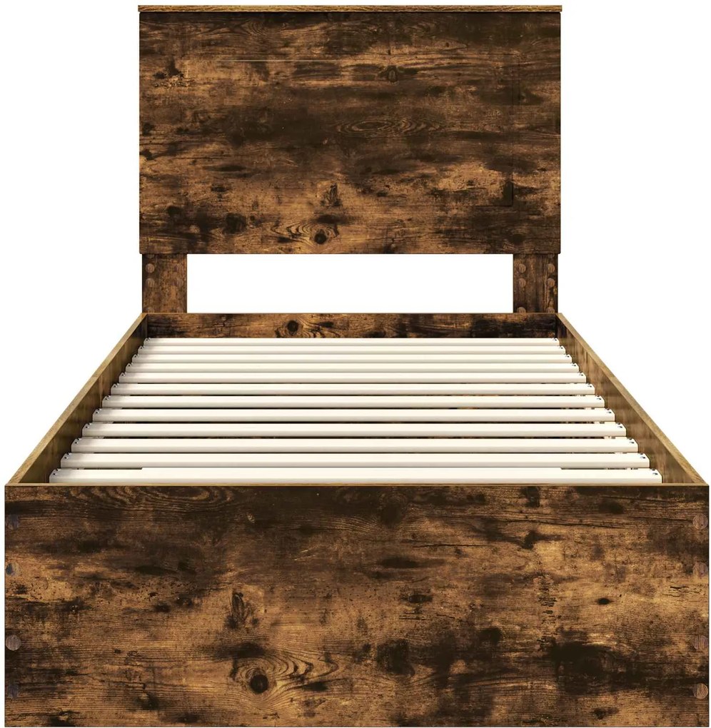 Rám postele s čelo Kouřový dub 90 x 190 cm Kompozitní dřevo 3409698