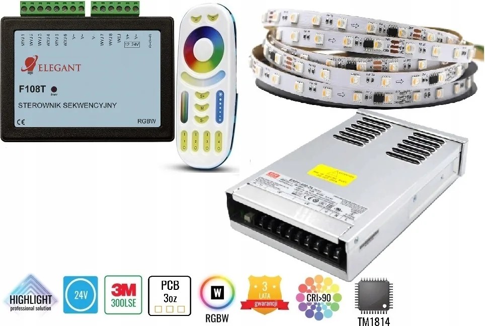 15 m Digitální Led osvětlení F108T TM1814 Rgbw 24V