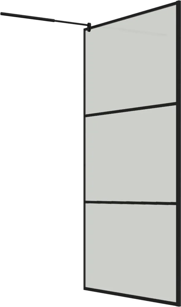Zástěna do průchozí sprchy s policí černá 115x195 cm ESG/hliník 3185485