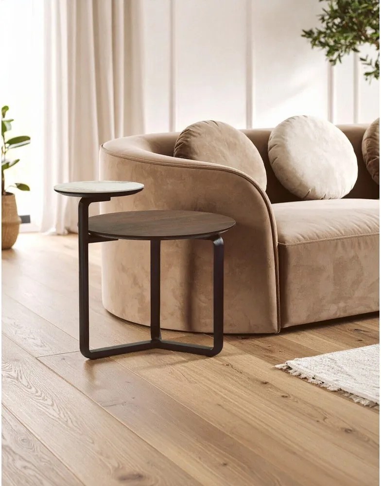 Hnědý kulatý konferenční stolek z eukalyptového dřeva 55x67 cm Imperia – Premier Housewares